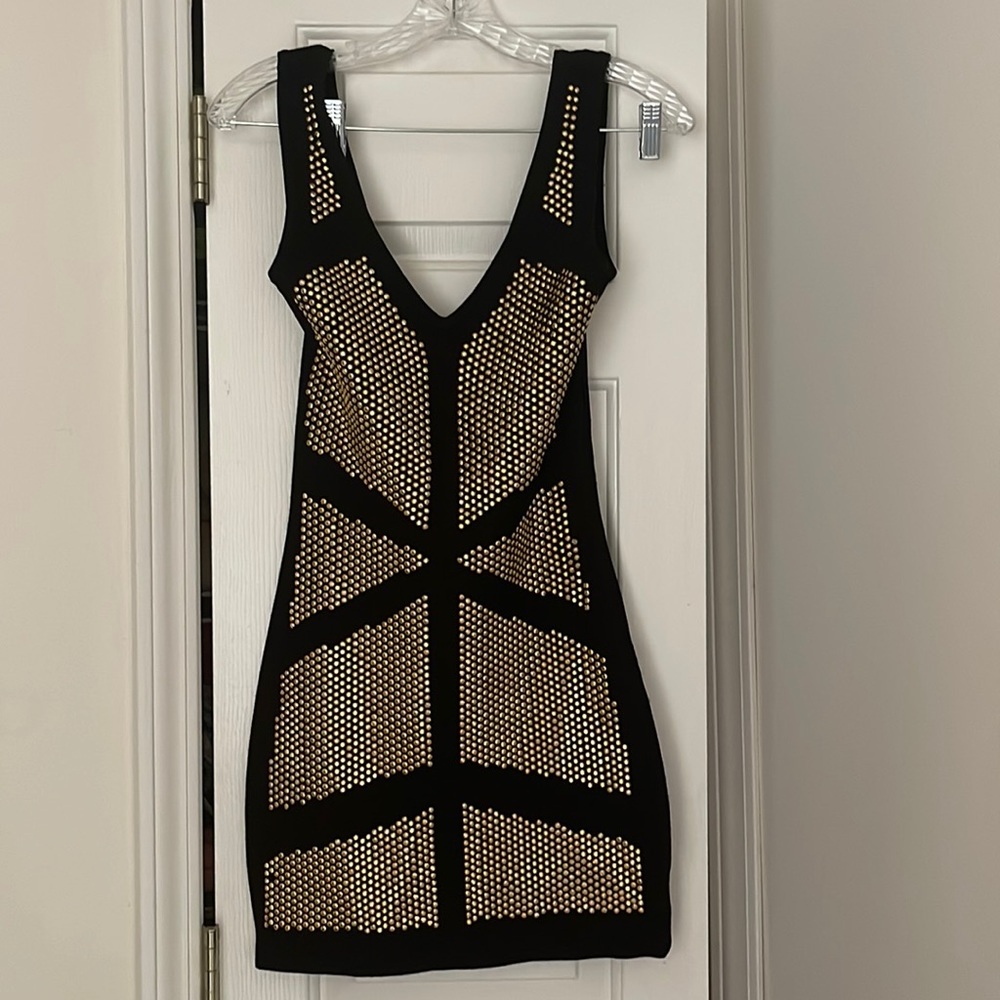 Bebe Body Corn Black/Gold Sexy Dress. - Gem
